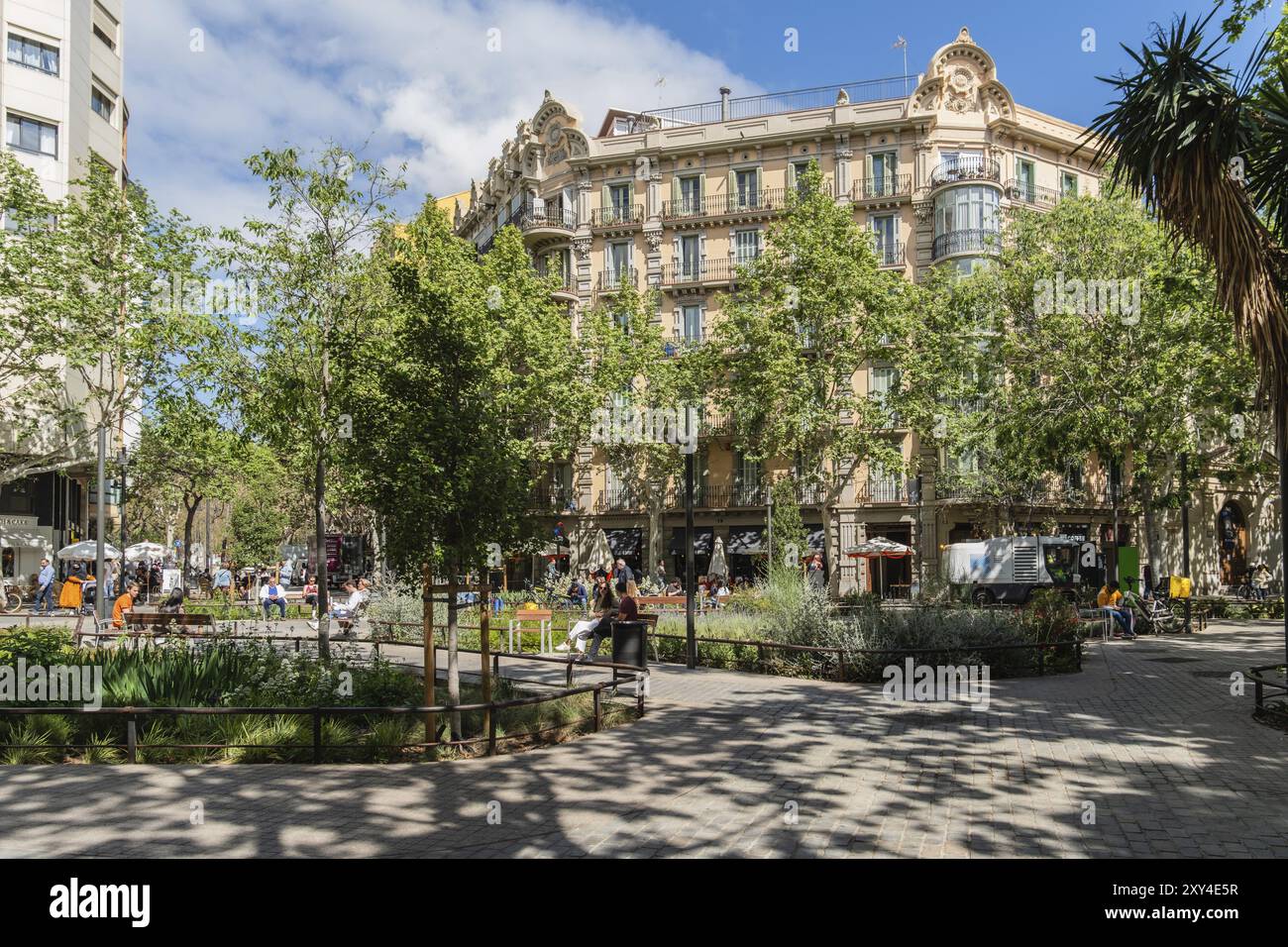 The Eixample superblock, car-free and pedestrianised area in the centre ...