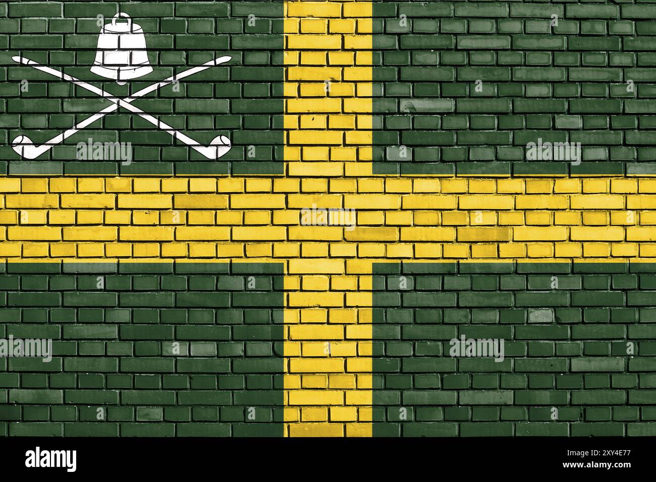 Flag of Wreay painted on brick wall Stock Photo - Alamy