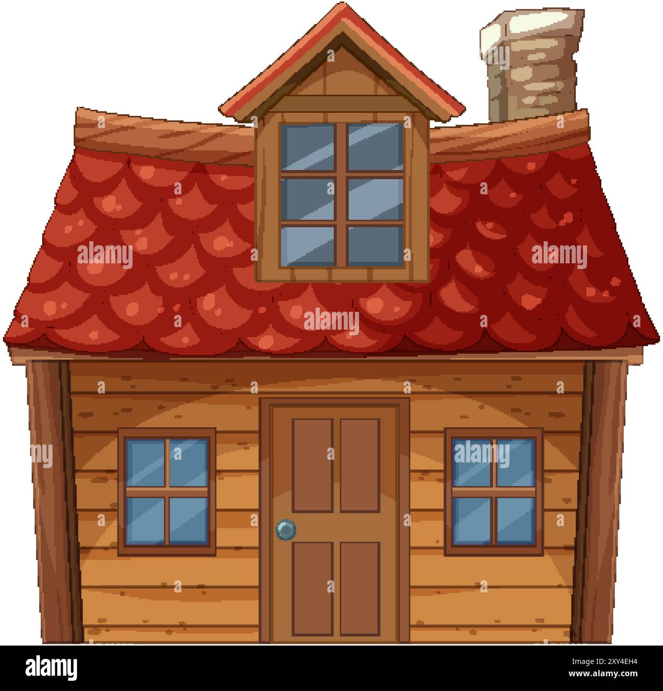 Facade red vintage house Stock Vector Images - Alamy