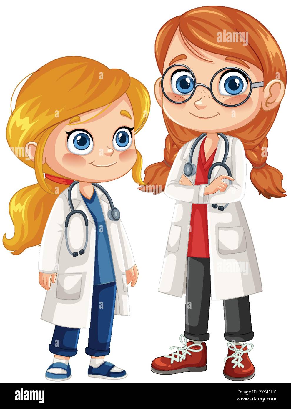 Two girls dressed as doctors Stock Vector Image & Art - Alamy