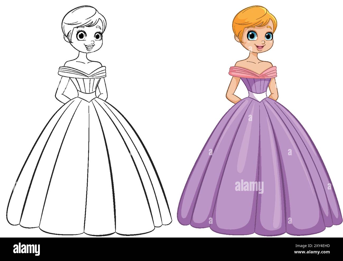 Color and outline of a princess Stock Vector Image & Art - Alamy