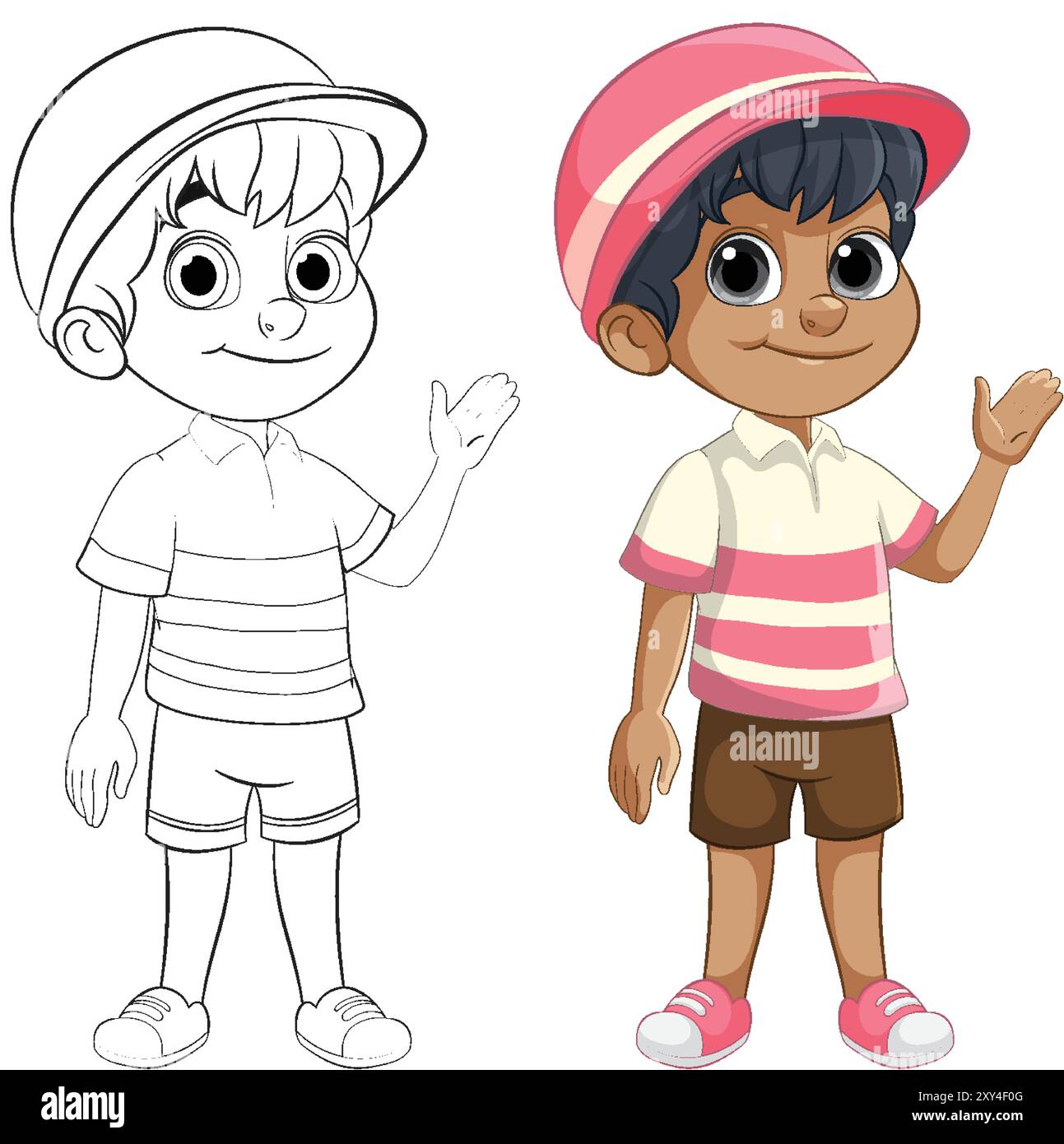 A cheerful boy waving hello Stock Vector Image & Art - Alamy