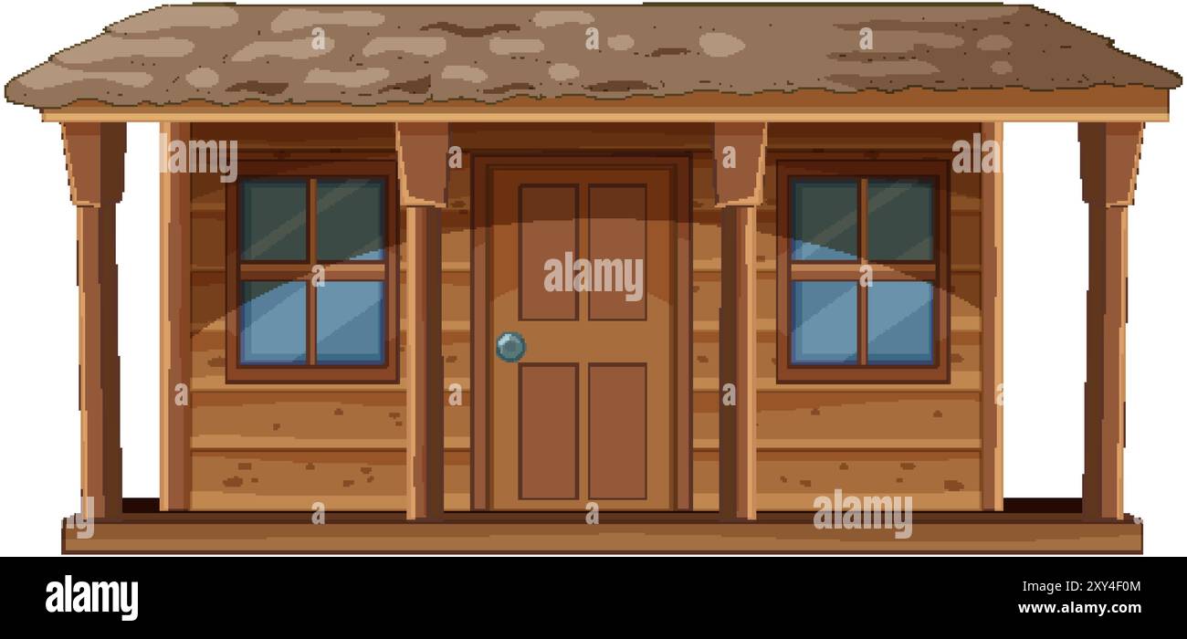 A cozy wooden cabin with two windows Stock Vector Image & Art - Alamy
