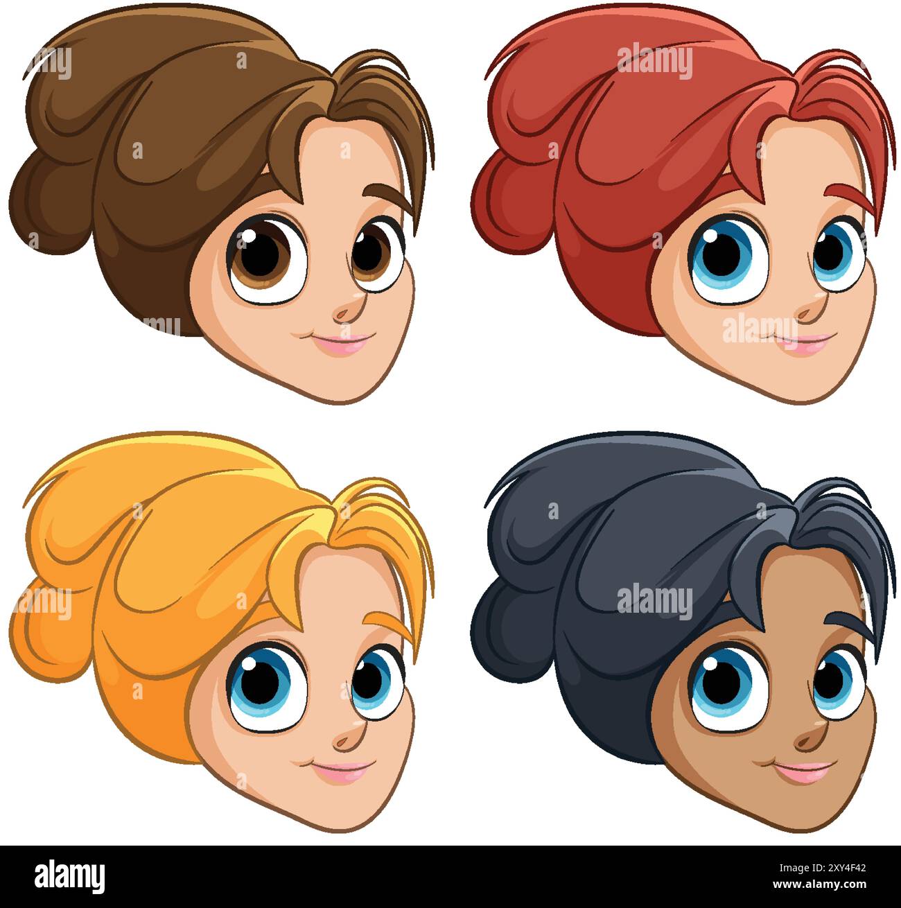 Four princess faces with different hair colors Stock Vector Image & Art ...