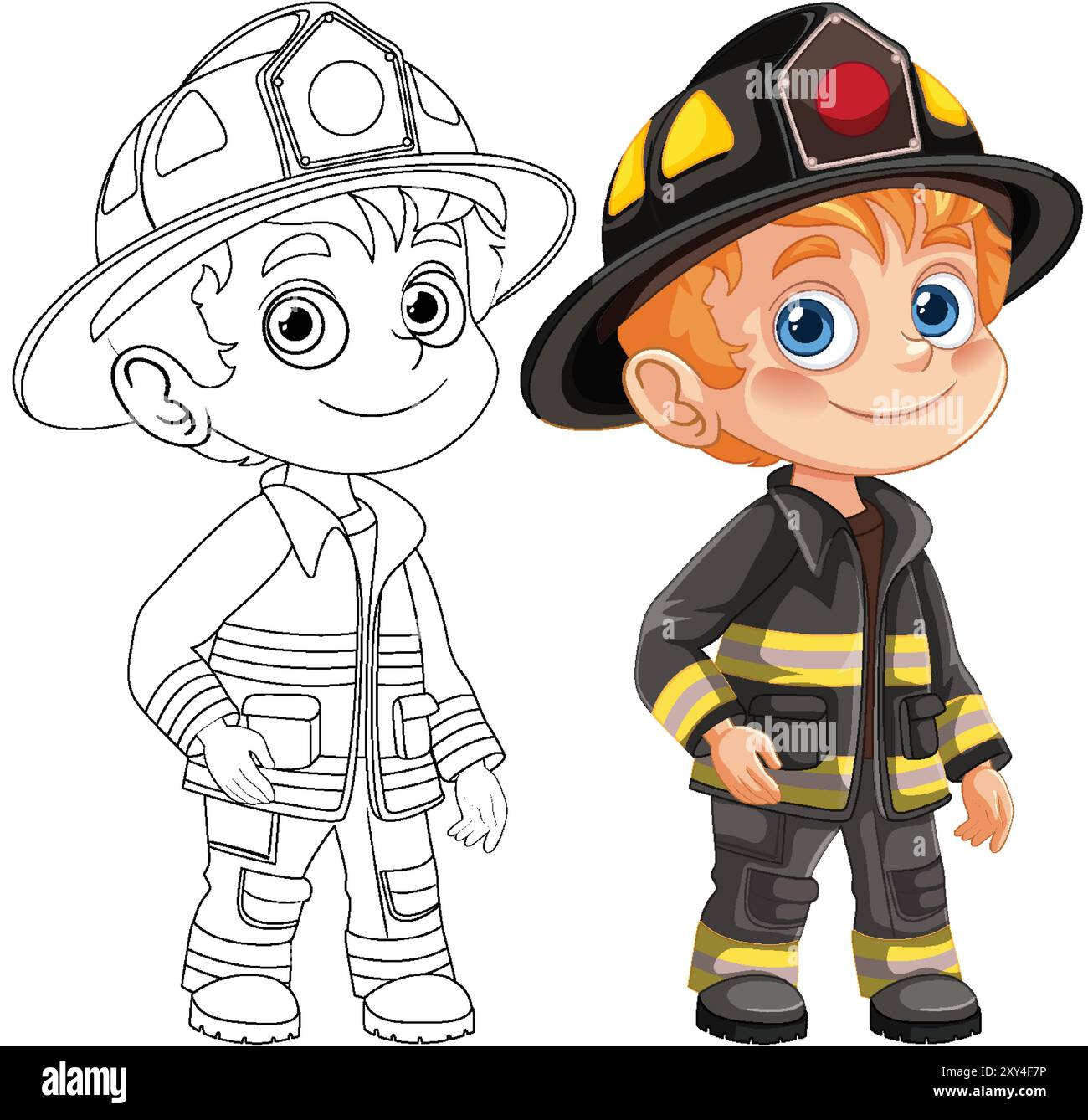 Illustration of a boy dressed as a firefighter Stock Vector Image & Art ...