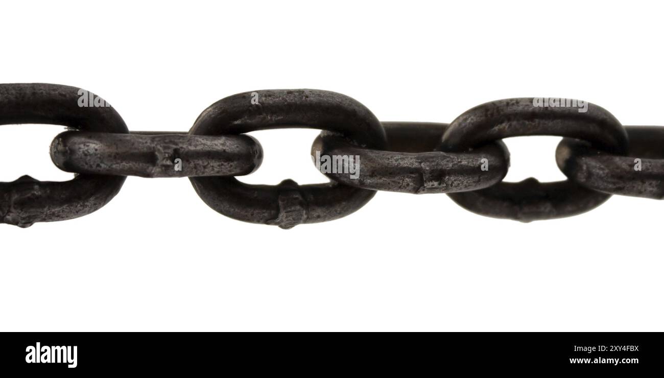 Steel metal chain link connection white isolated Stock Photo - Alamy