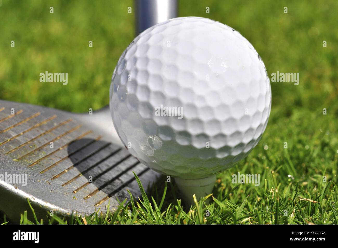 Golf ball and driver, ready to strike Stock Photo - Alamy