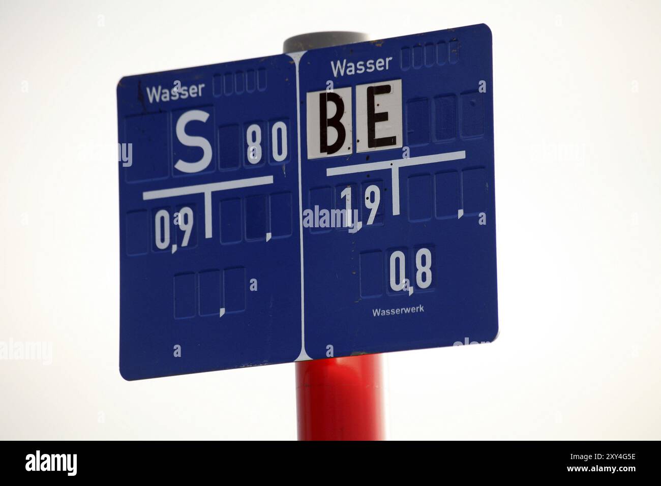 Signs for labelling a water pipe Stock Photo - Alamy