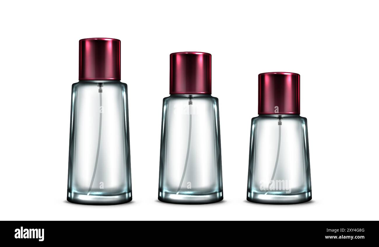 Perfume spray bottles set isolated on white background. Vector ...