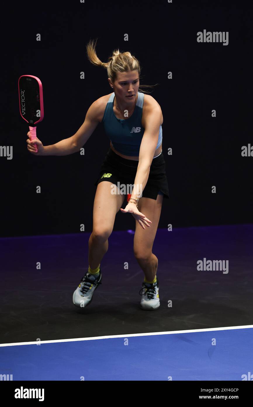 LAS VEGAS, NV - AUGUST 27: Eugenie Bouchard of Canada in action during ...