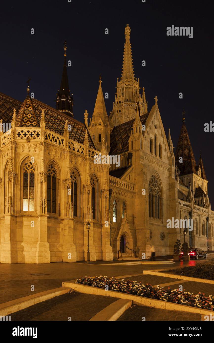 Matthias Church (Matyas Templom) in Budapest at night, late Gothic ...