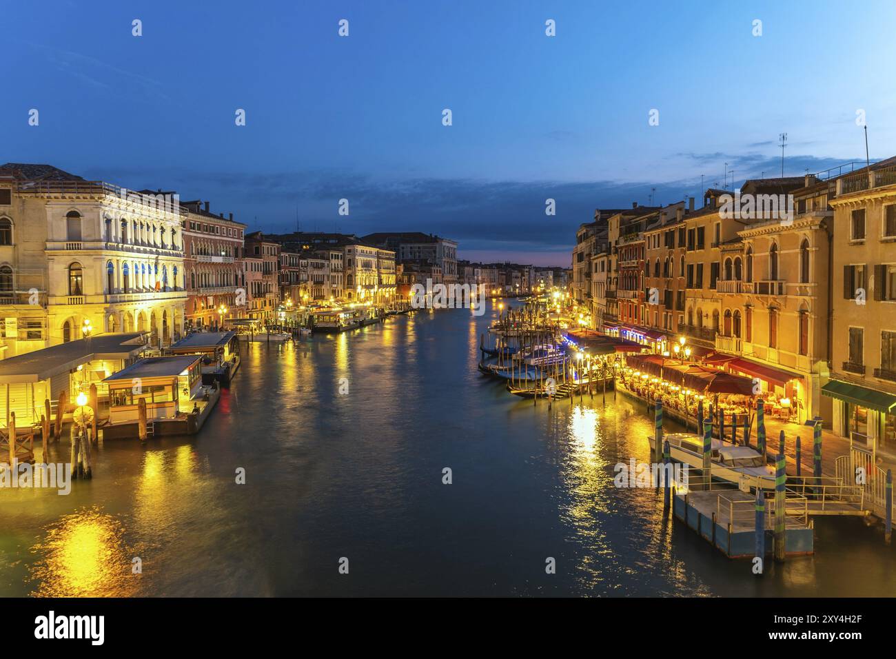 Venice night city skyline at Venice Grand Canal view from Rialto Bridge ...