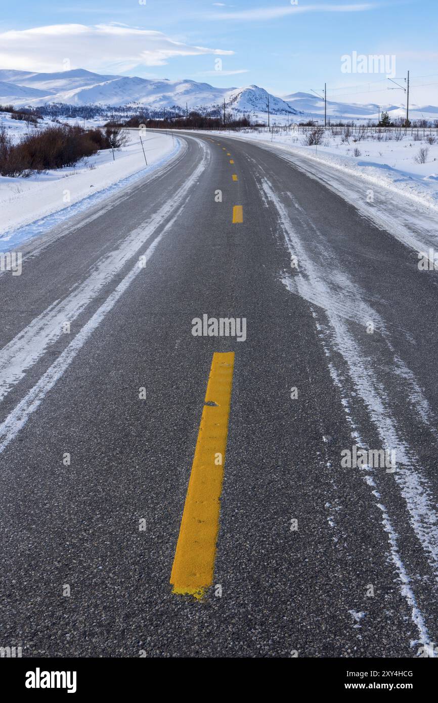 Frozen road in Norway Stock Photo - Alamy