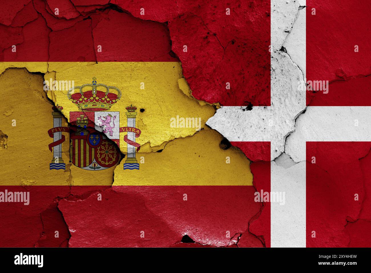 Flags of Spain and Denmark Stock Photo - Alamy