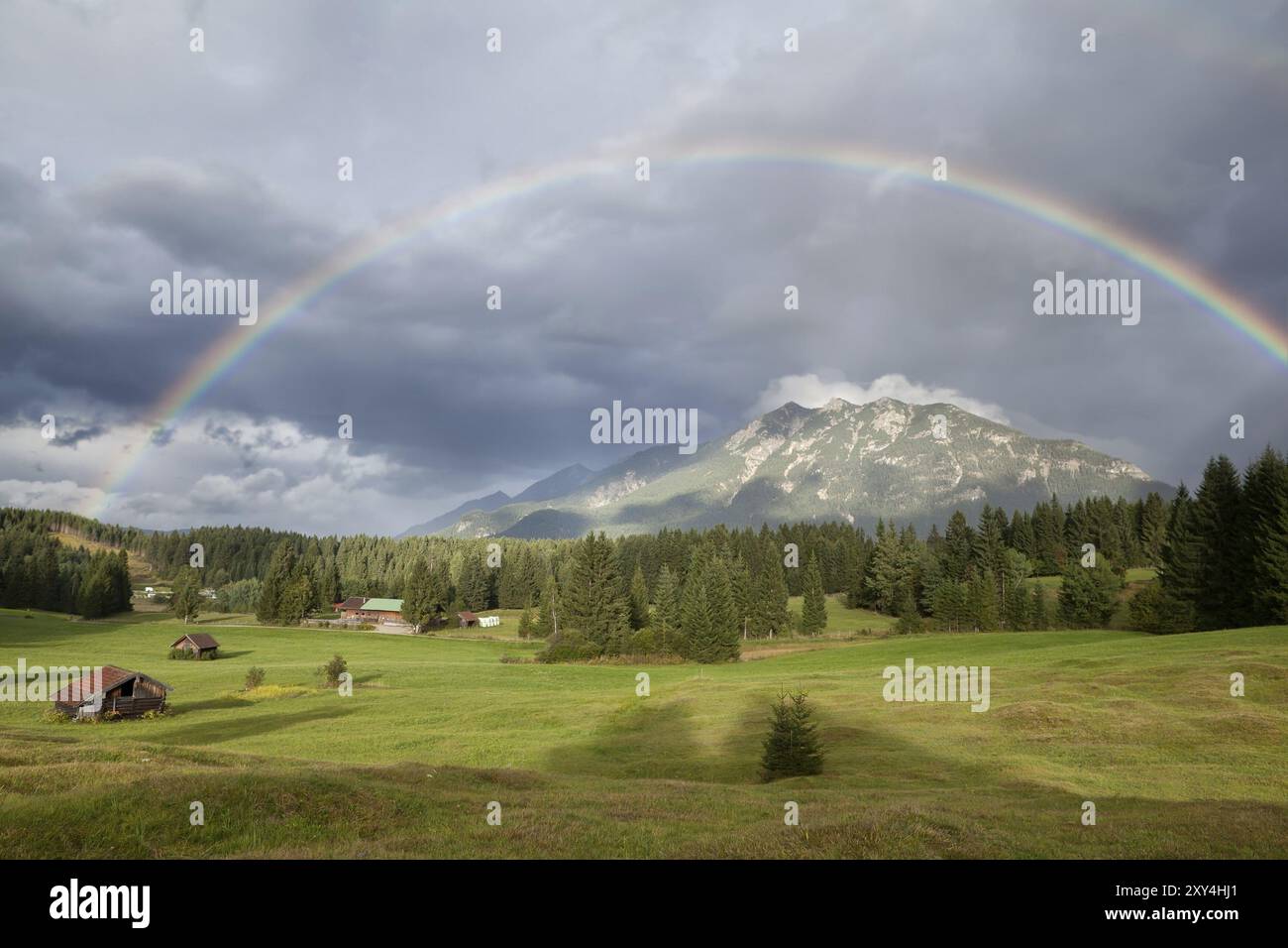 Rainbow over Bavarian Alps, Germany, Europe Stock Photo - Alamy
