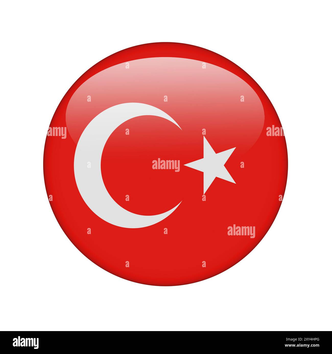 The Turkish flag in the form of a glossy icon Stock Photo - Alamy