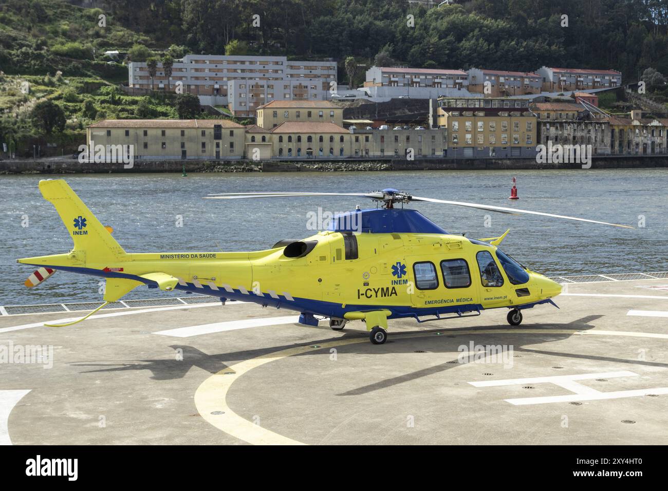 Heliporto Douro Azul heliport with rescue helicopter on the Douro River ...