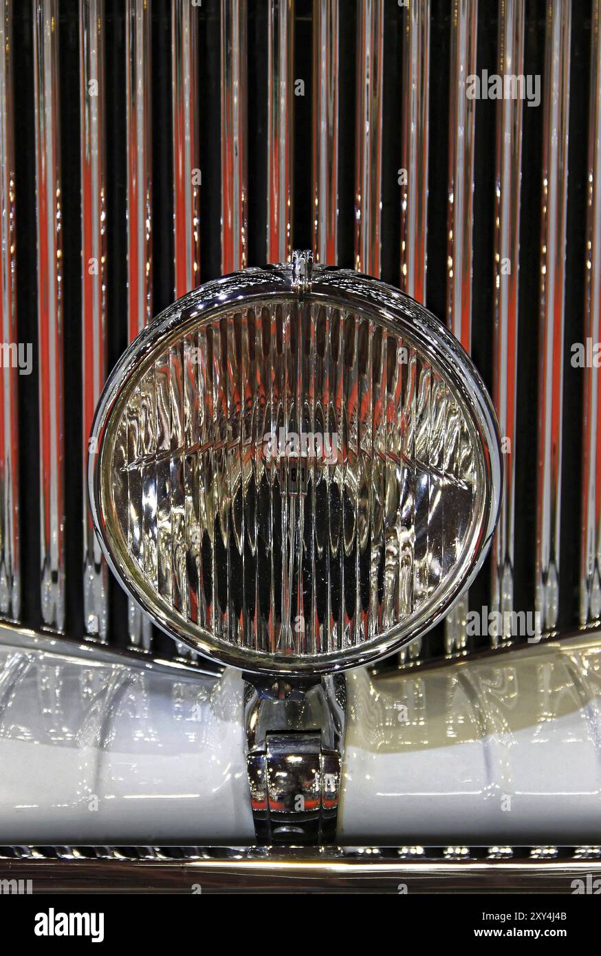 Old-timer shiny grille and close-up spotlight Stock Photo - Alamy