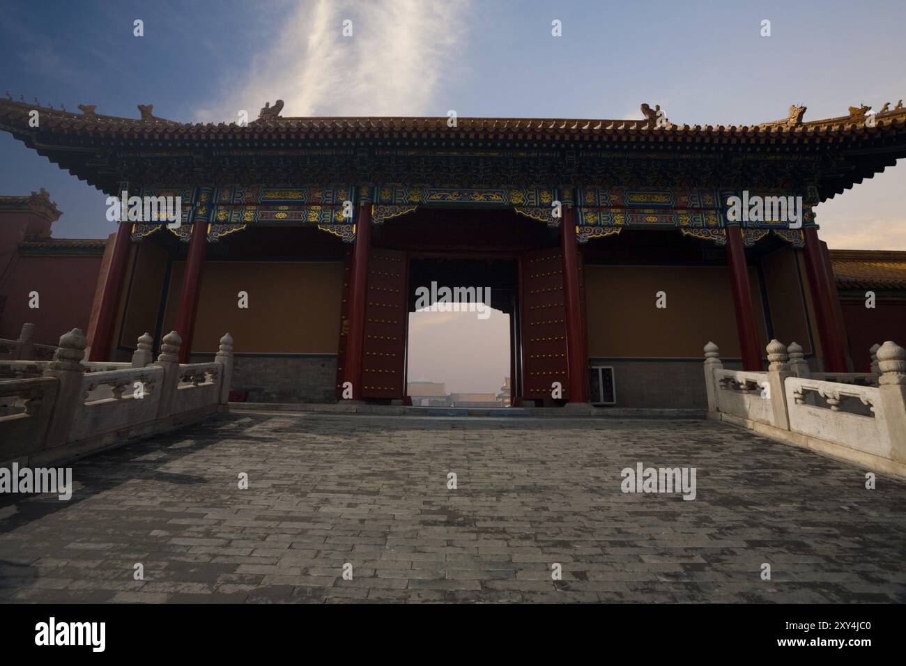 Sunrise at the auxiliary gate adjacent to the Gate of Supreme Harmony ...