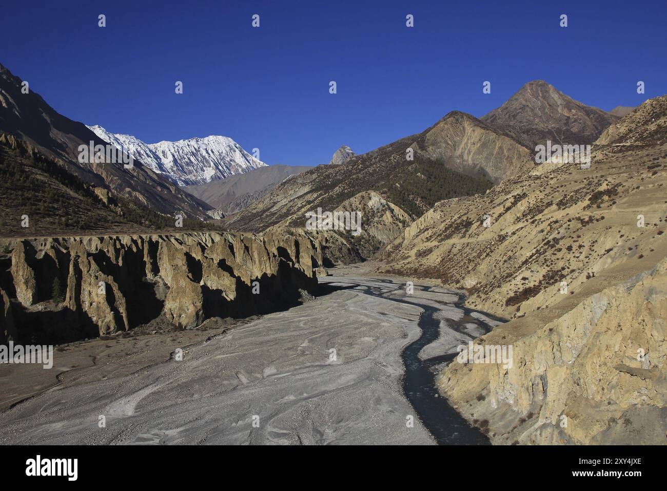 Landscape near Manang, Annapurna Conservation Area, Nepal. Marsyangdi ...