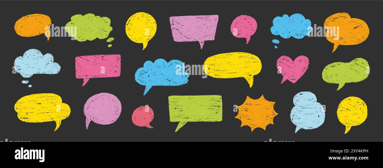Crayon talk speech balloon frame doodle vector. Hand drawn crayon ...