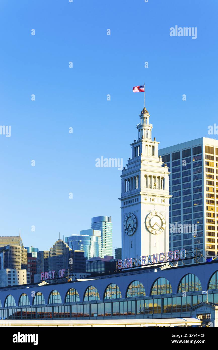 Office buildings of the Financial District surround the Ferry Building ...