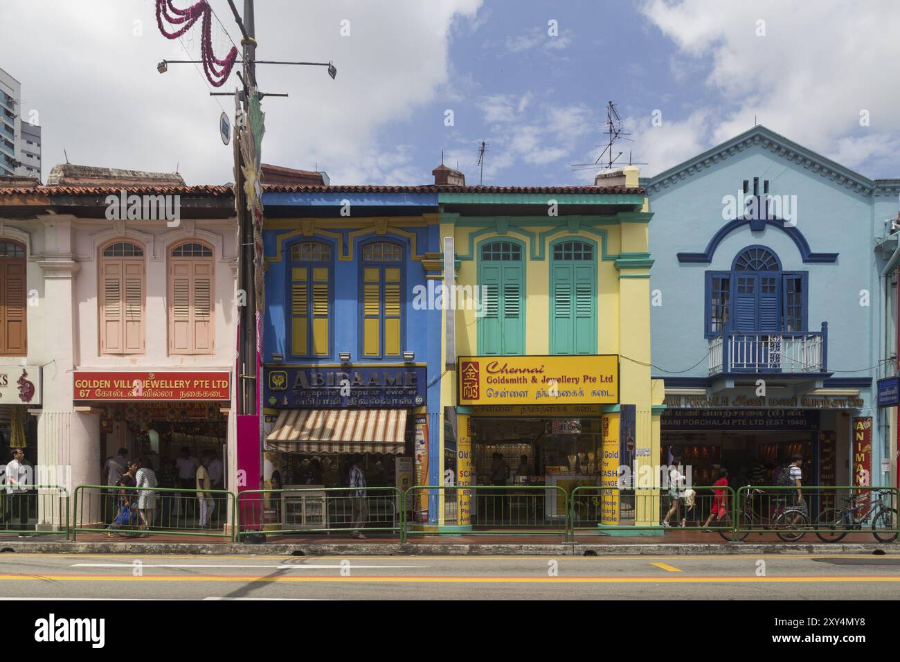 Singapore, Singapore, January 31, 2015: Colorful house facades in the ...