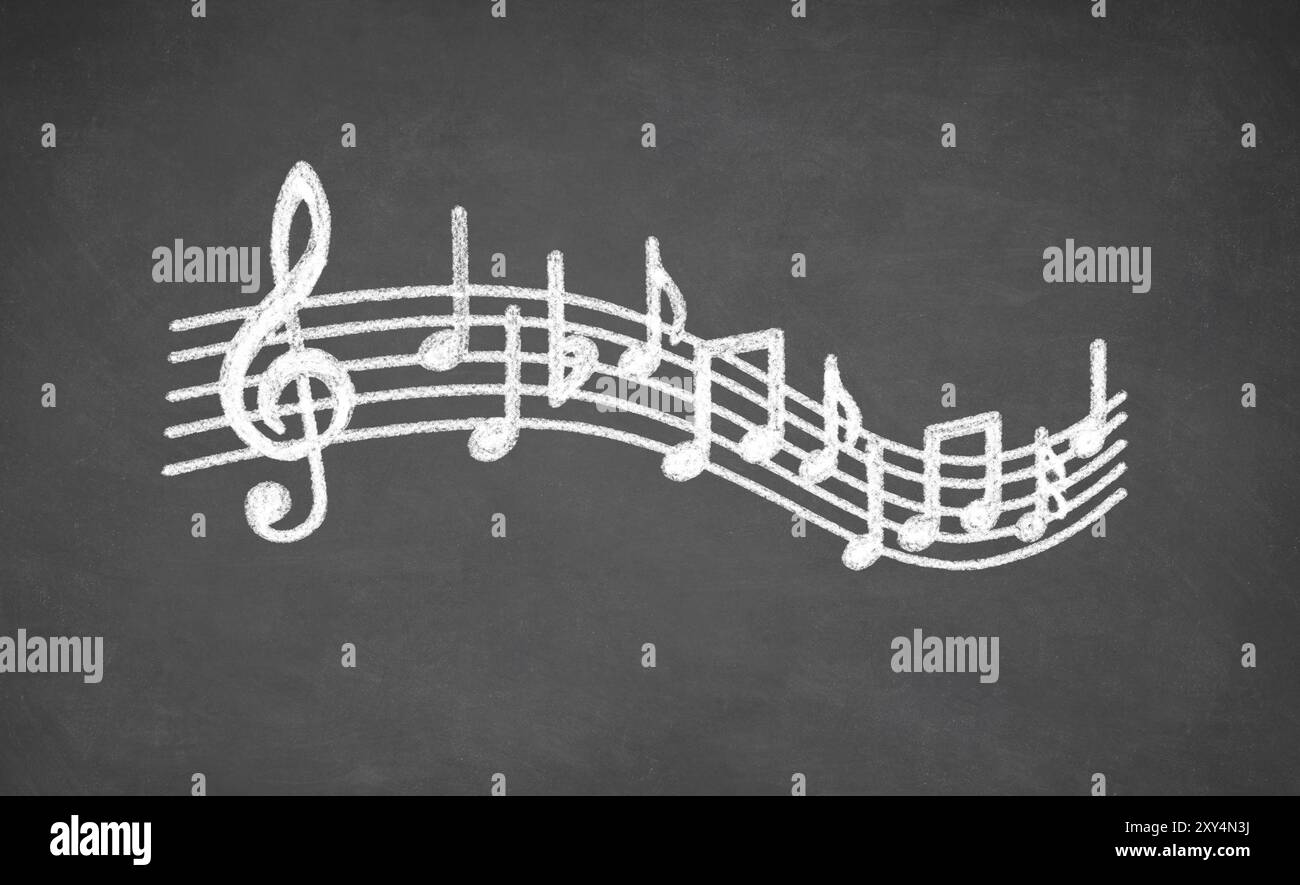 Musical notes, made with white chalk on a blackboard Stock Photo - Alamy