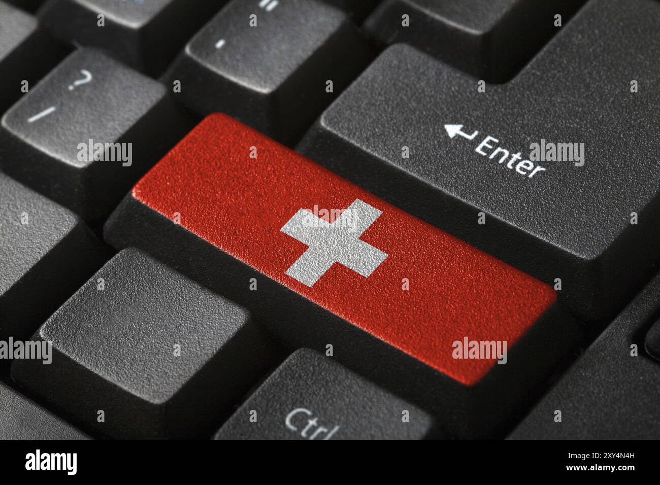 The Swiss flag button on the keyboard. close-up Stock Photo - Alamy