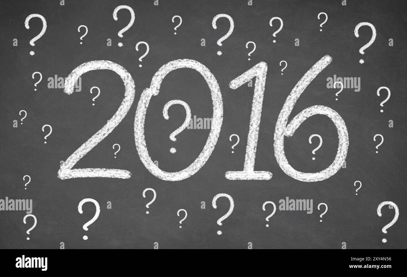 Image of numbers 2016 and question mark symbol on the blackboard Stock ...