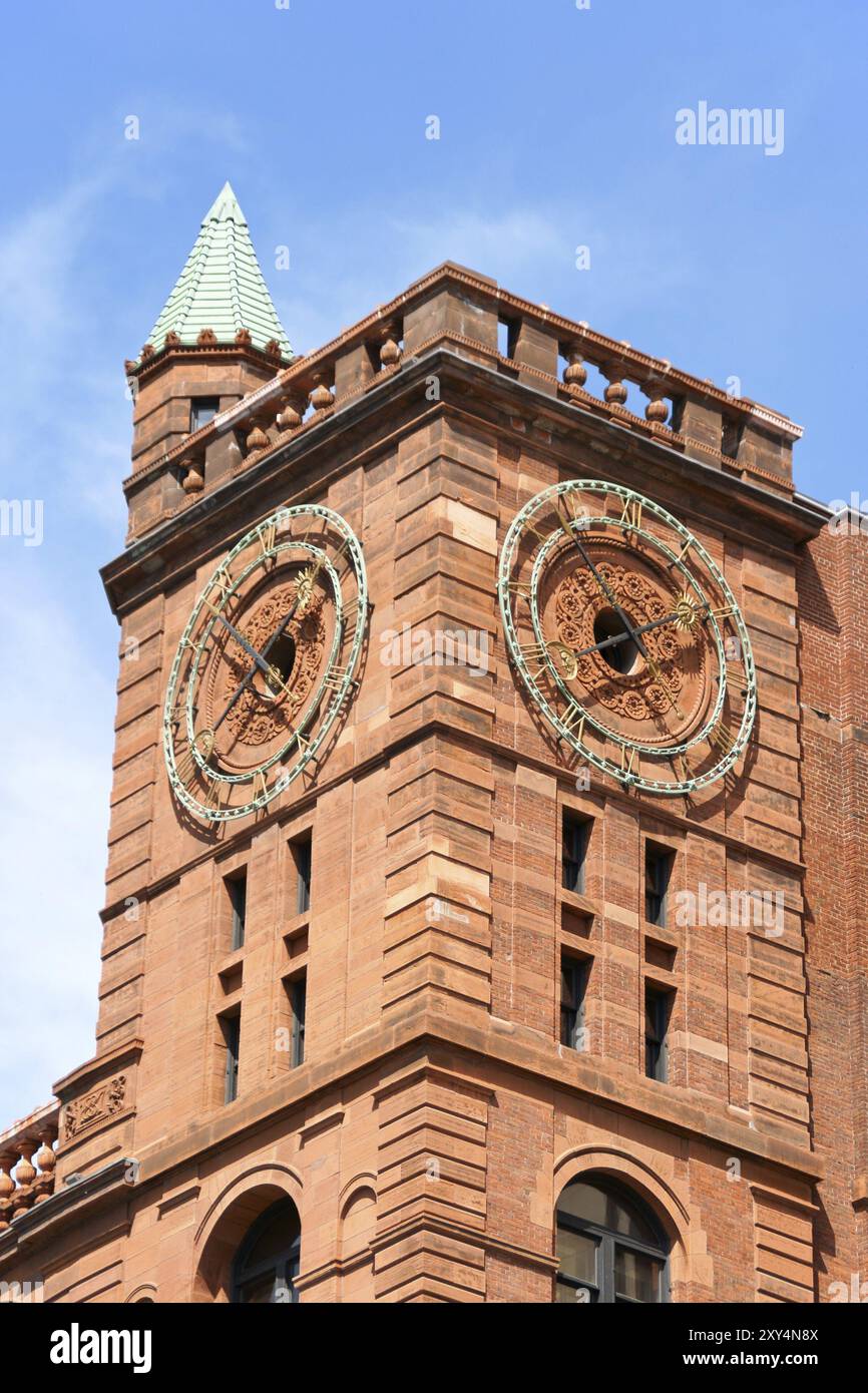Detail with clock or the first skyscraper of Montreal better known as ...