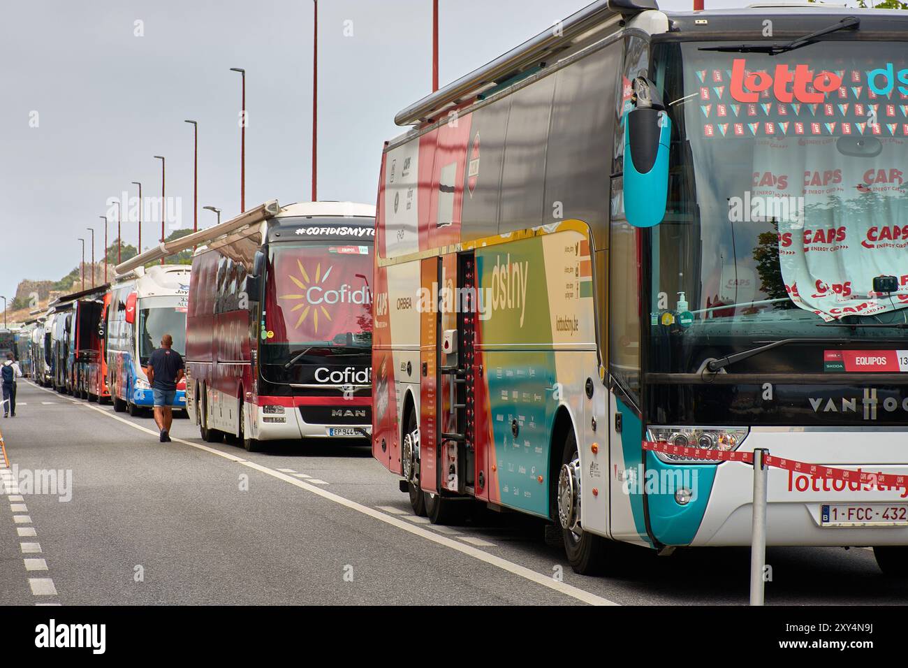 Bayona,Pontevedra,Spain; August,27,2024;the team buses of the ...