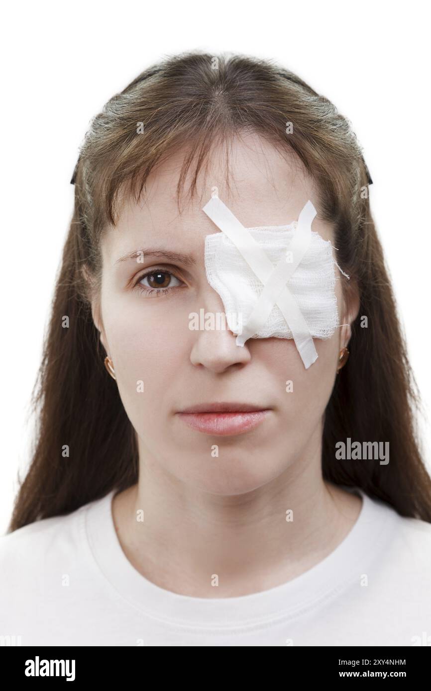 Medicine plaster patch on human injury wound eye Stock Photo - Alamy