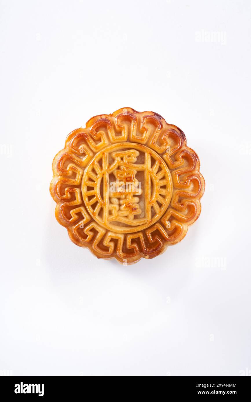 Traditional Cantonese style egg yolk lotus seed paste mooncake for Mid ...