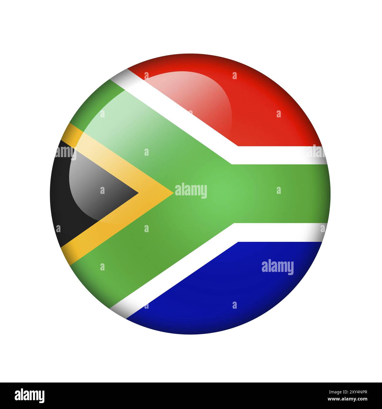 The Republic of South Africa flag. Round glossy icon. Isolated on white ...