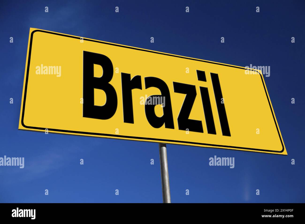Brazil Road Sign. Blue Sky and Clouds Stock Photo - Alamy