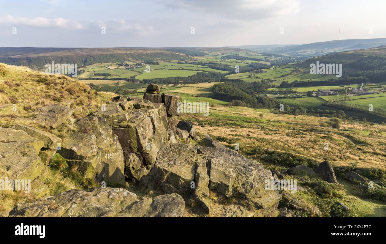 View across the North York Moors from the Wainstones, near Clay Bank ...