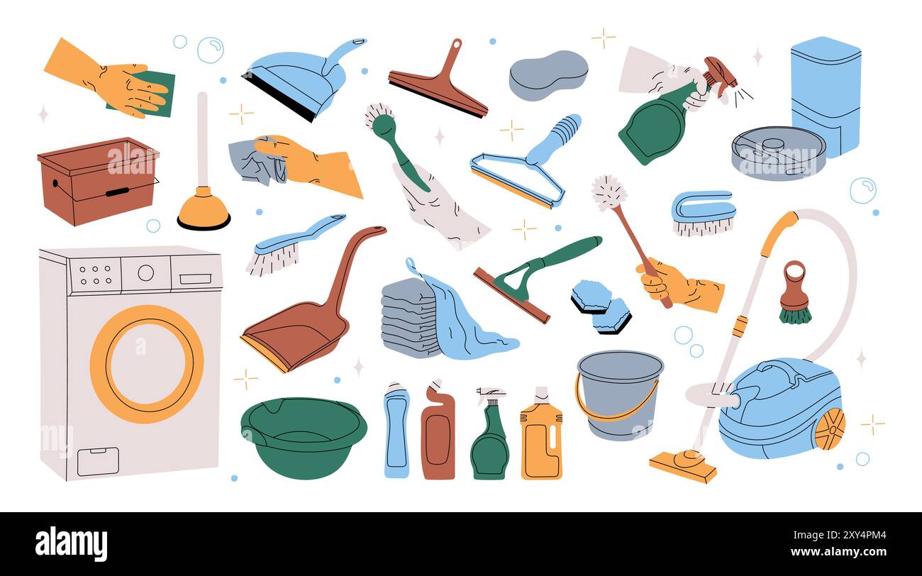 Cleaning supplies set. Home chemical detergent Stock Vector Image & Art ...