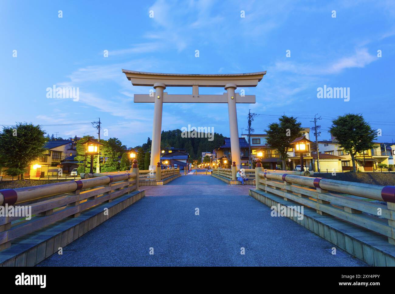 Miyamae bashi bridge leads to large torii gate and important Shinto ...
