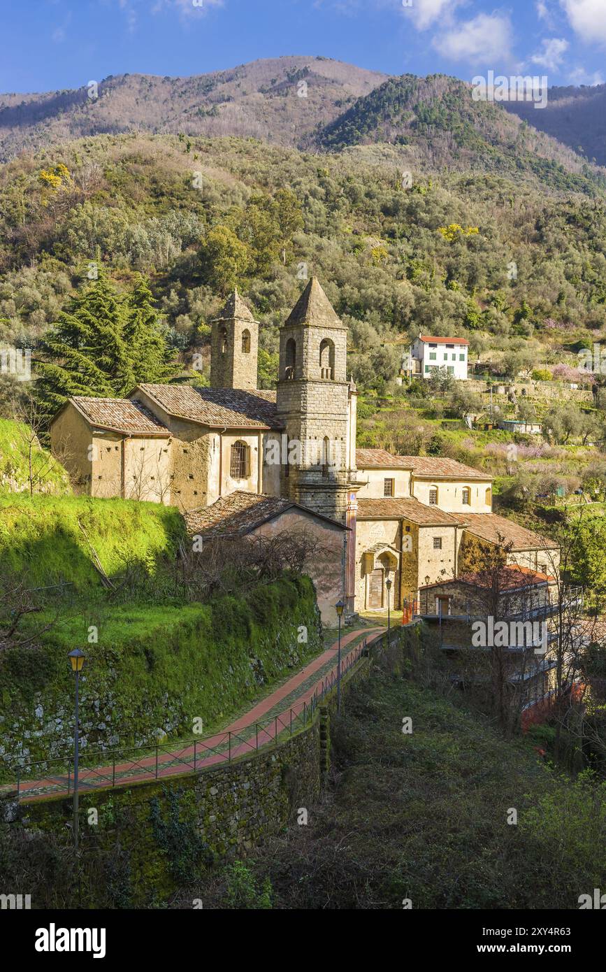 The ancient church of Holy Spirit in the village of Ceriana, Liguria ...