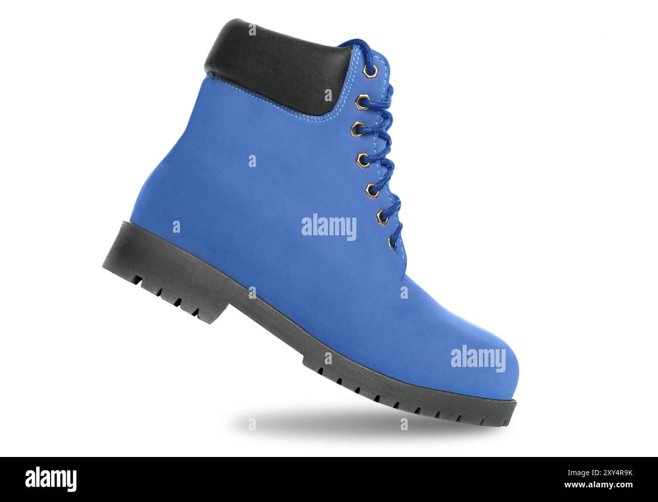 Blue boot. Side view. Isolated on white background Stock Photo - Alamy
