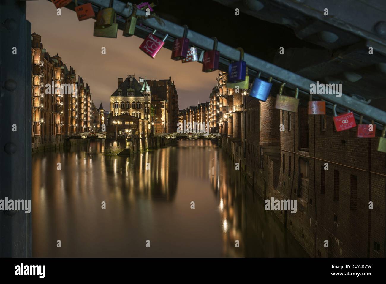 The moated castle in the Speicherstadt, photographed from the ...