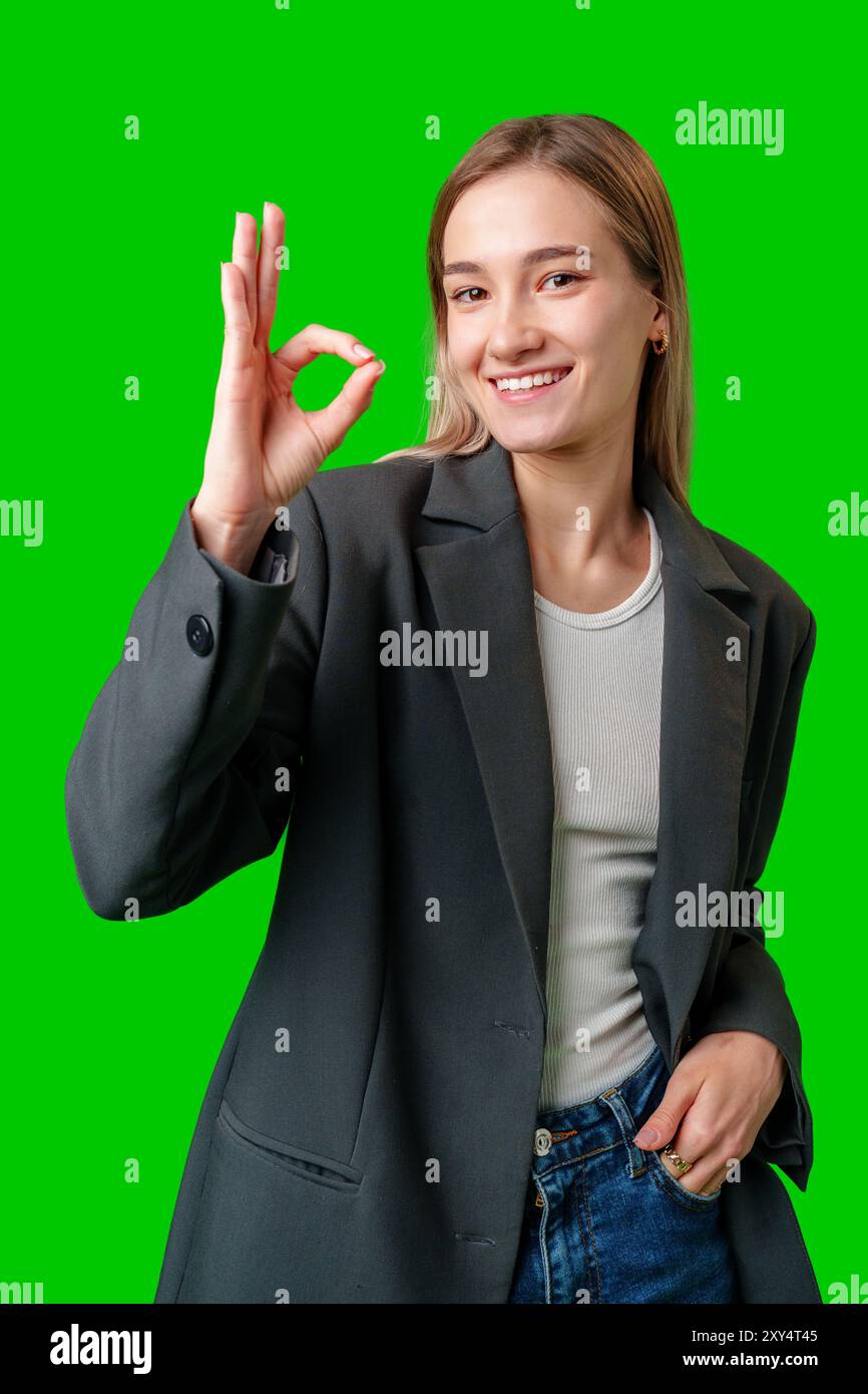 Okay hand sign green screen hi-res stock photography and images - Alamy