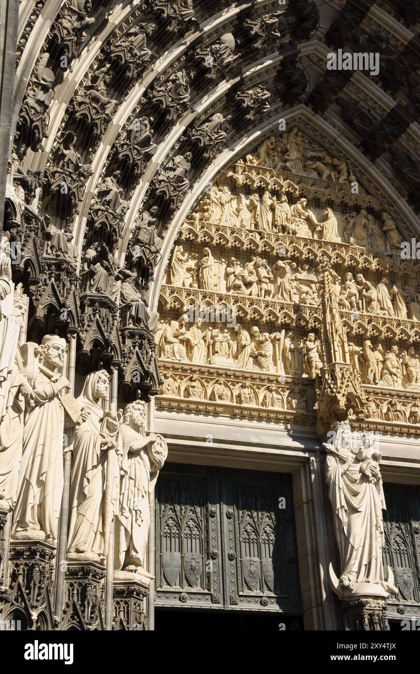 Cologne Cathedral, detail of the portal. Dedicated to the saints Peter ...