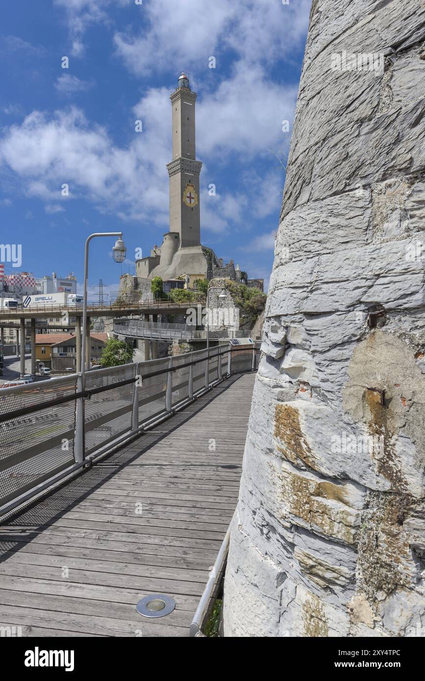 The lighthouse of Genoa, called Lanterna, symbol of the italian city ...
