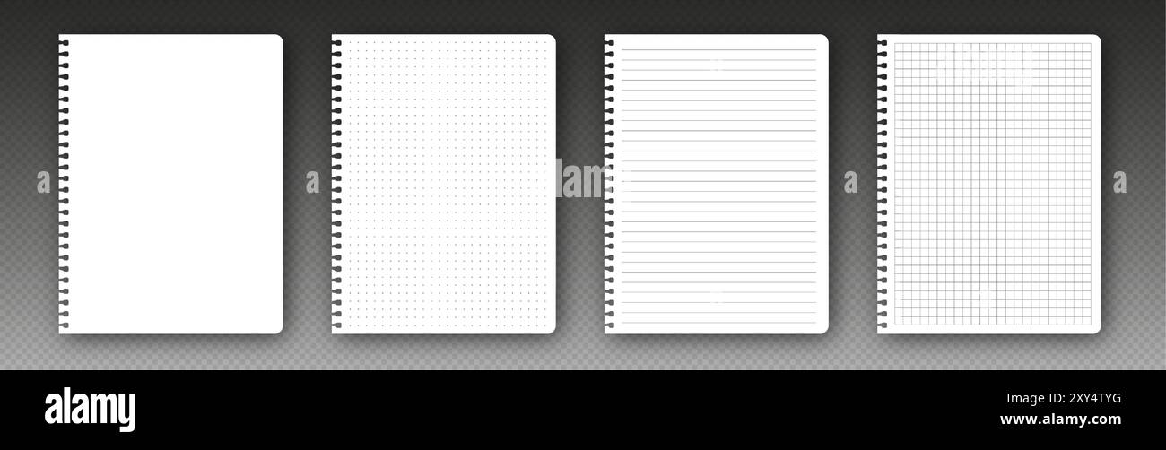Realistic notebook paper, pages of school notepad, white notepaper ...