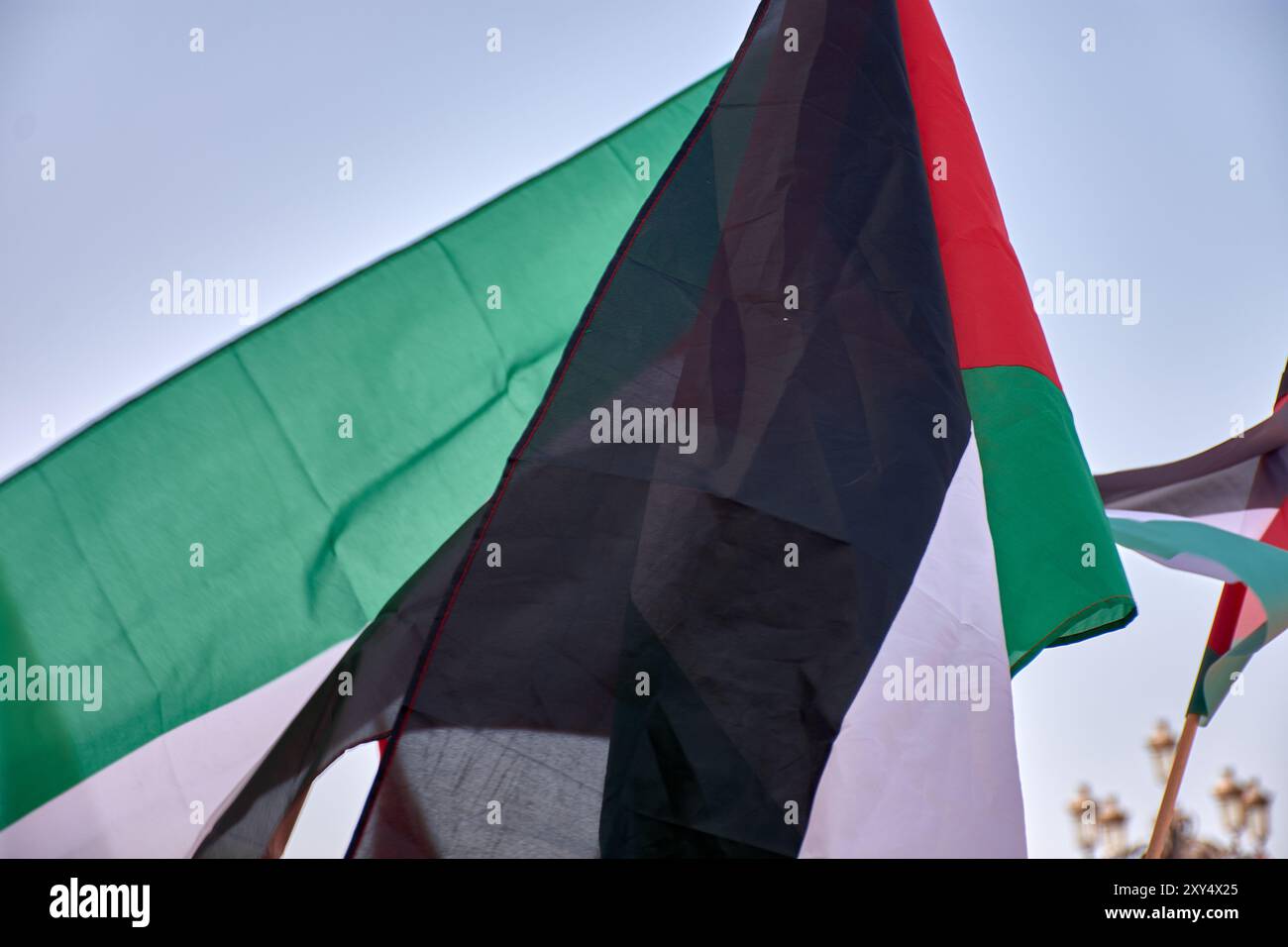 Presence of Palestinian flags raised in protest at the finish line of ...