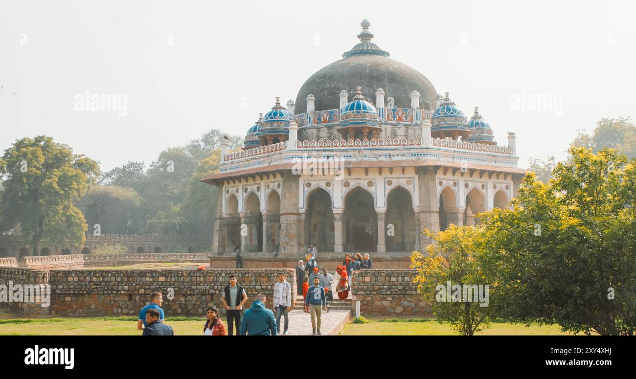 New Delhi, Delhi, India. People visiting Humayun's tomb. Famous place ...