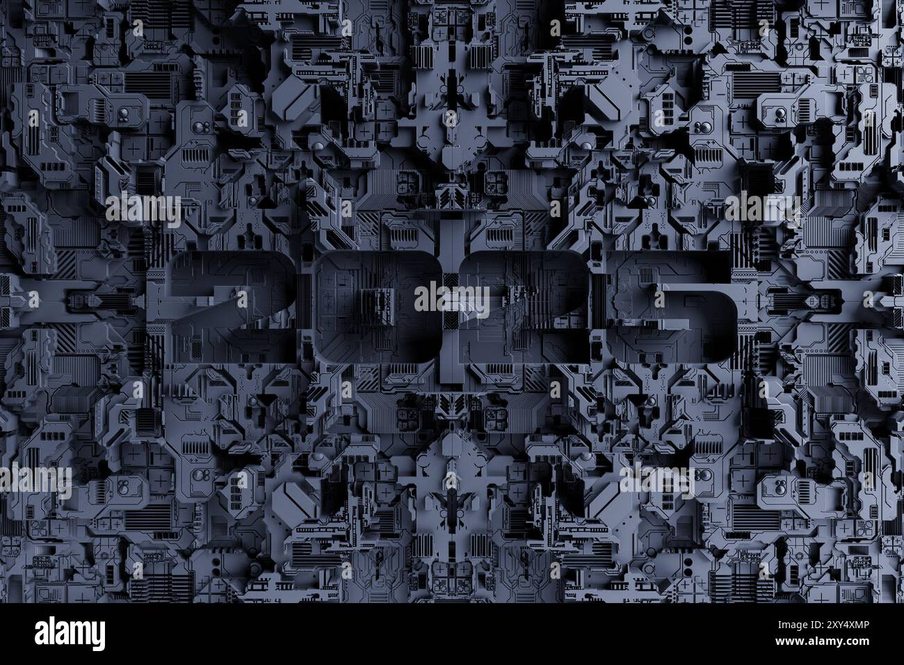 3D illustration Abstract geometric tech pattern with futuristic tech ...