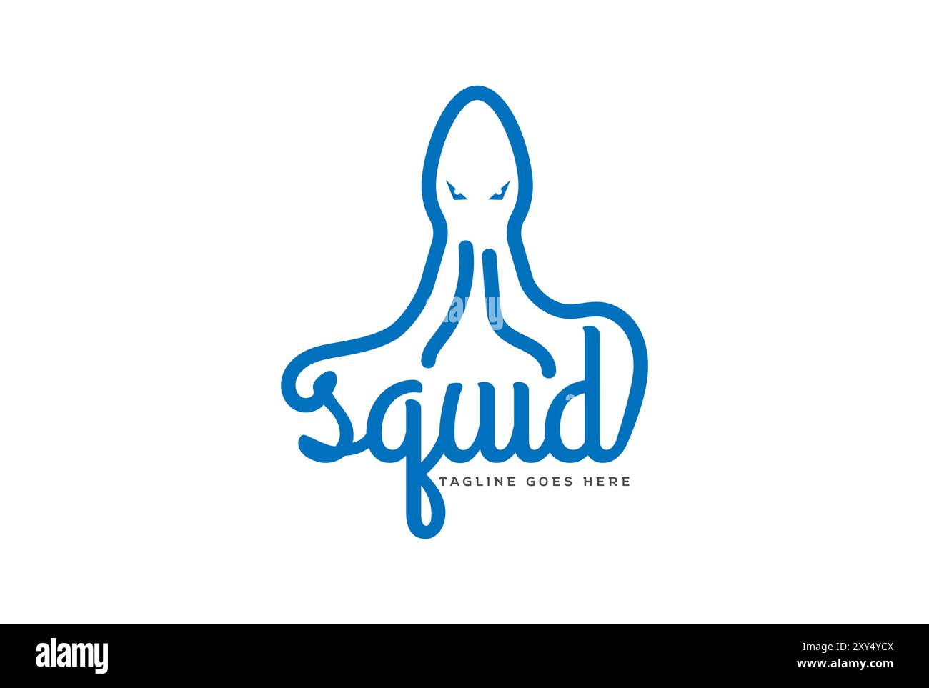 Simple Minimalist Ocean Squid Octopus Tentacles Type Text Font ...